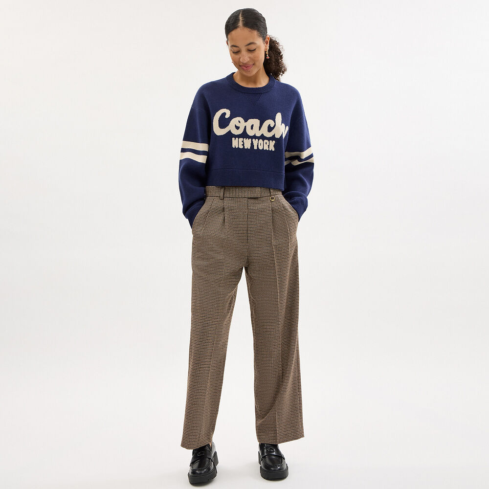Cropped Coach Sweater NAVY | Coach Australia