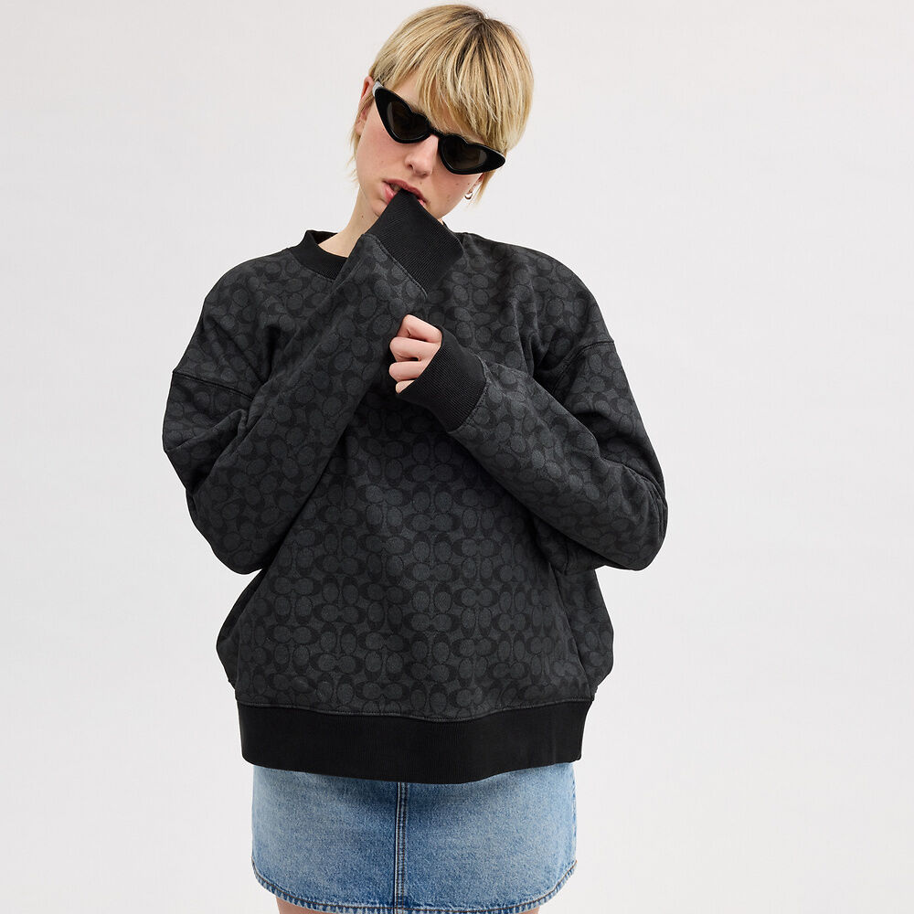 Essential Signature Crewneck CHARCOAL SIGNATURE | Coach Australia