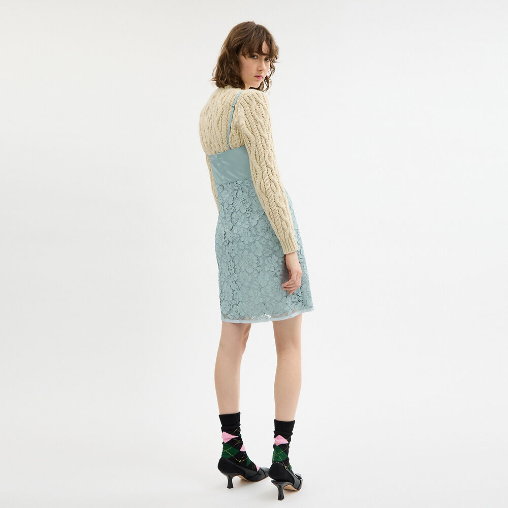 Lace Dress LIGHT BLUE | Coach Australia