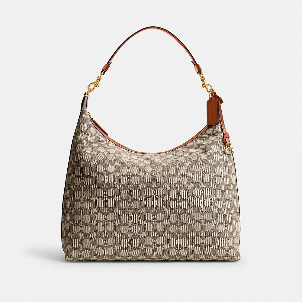 Juliet Shoulder Bag 38 In Signature Textile Jacquard B4/COCOA BURNISHED AMB | Coach Australia